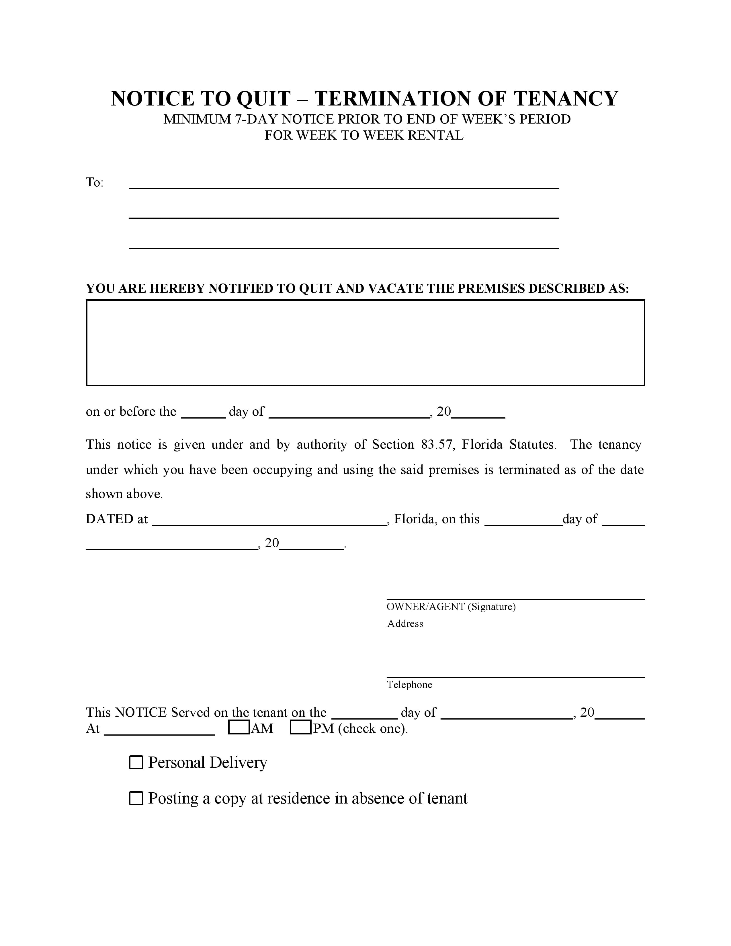 Notice To Owner Template Florida Notice To Owner Template Florida